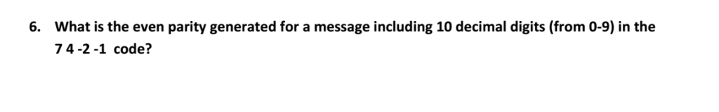 Solved What is the even parity generated for a message | Chegg.com