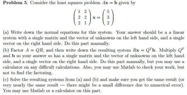 Solved Consider the least squares problem Ax = b given by | Chegg.com