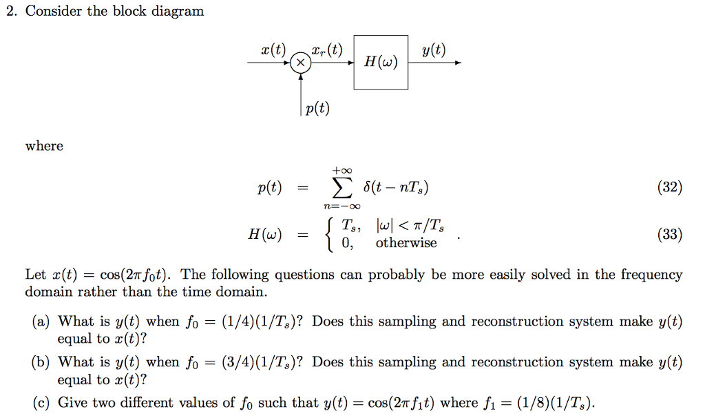 Solved Consider the block diagram where Let x(t) = cos (2pi | Chegg.com