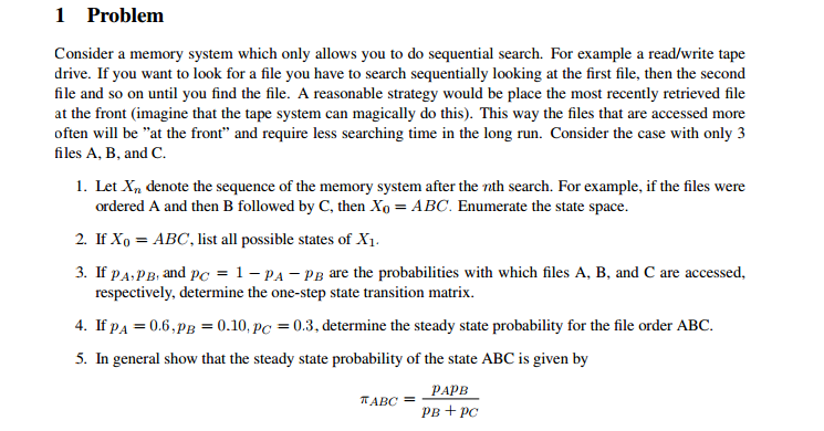 1 Problem Consider A Memory System Which Only Allows
