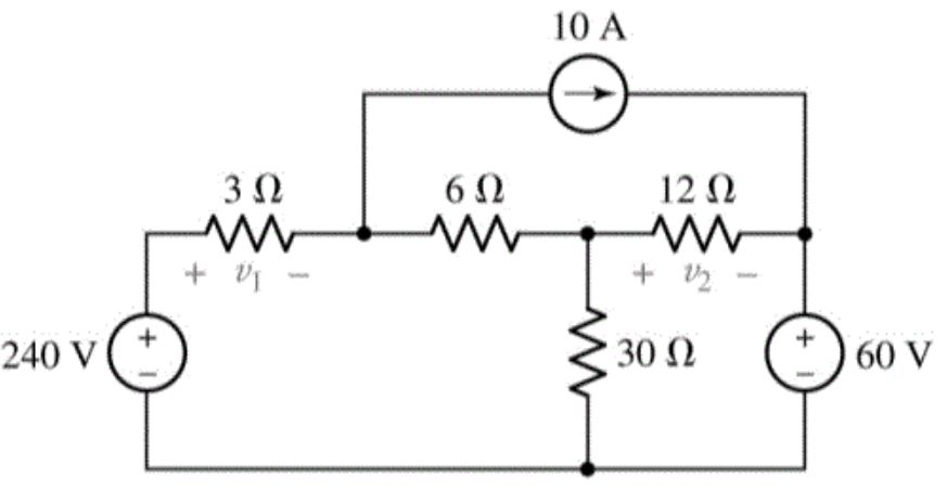 Solved Using the supernode method determine v1 and v2 in the | Chegg.com