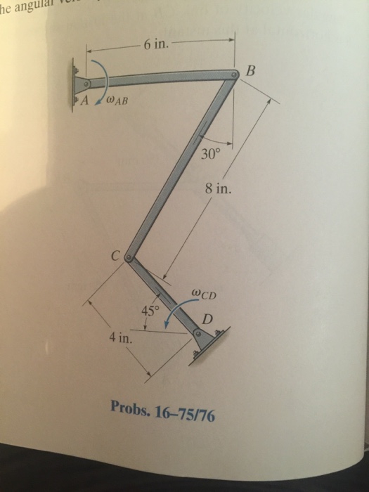 Solved If link AB is rotating at wAB = 3 rad/s, determine | Chegg.com