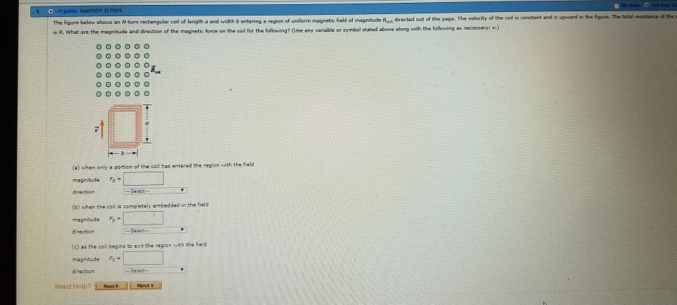 Solved The figure below shows an N turn rectangular coil of | Chegg.com