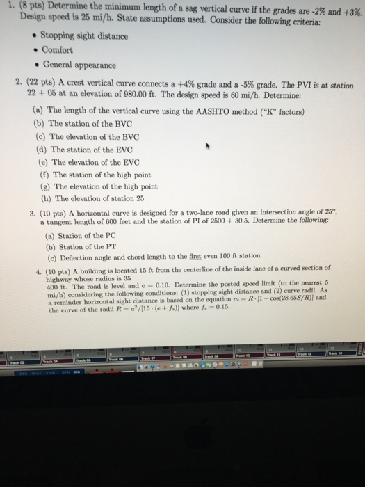 Solved Determine the minimum length of a sag vertical curve | Chegg.com