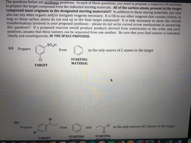 Solved The questions below are synthesis problems. In each | Chegg.com