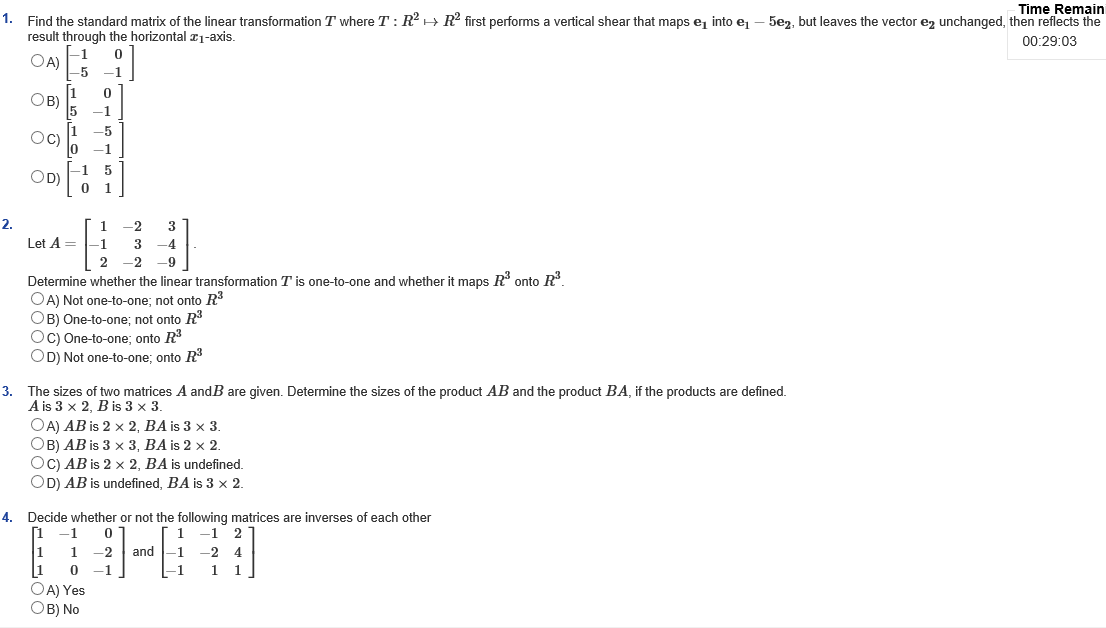 Solved Find The Standard Matrix Of The Linear Transformation