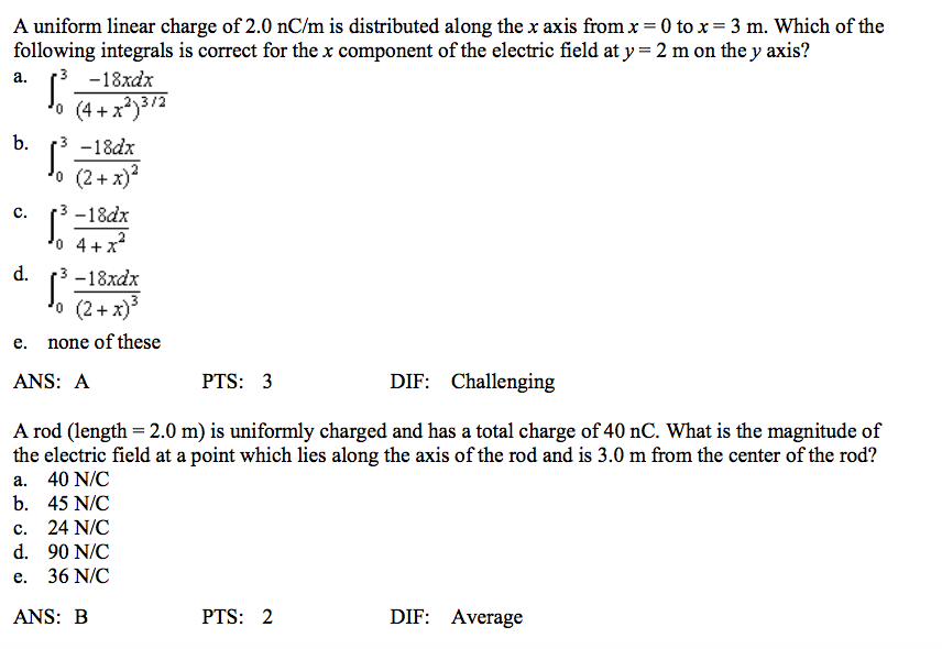 Solved A uniform linear charge of 2.0 nC/m is distributed | Chegg.com