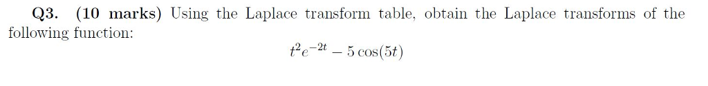 Solved Q3. (10 marks) Using the Laplace transform table, | Chegg.com
