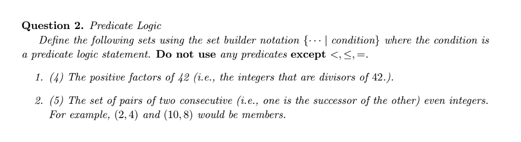 Solved Define the following sets using the set builder | Chegg.com