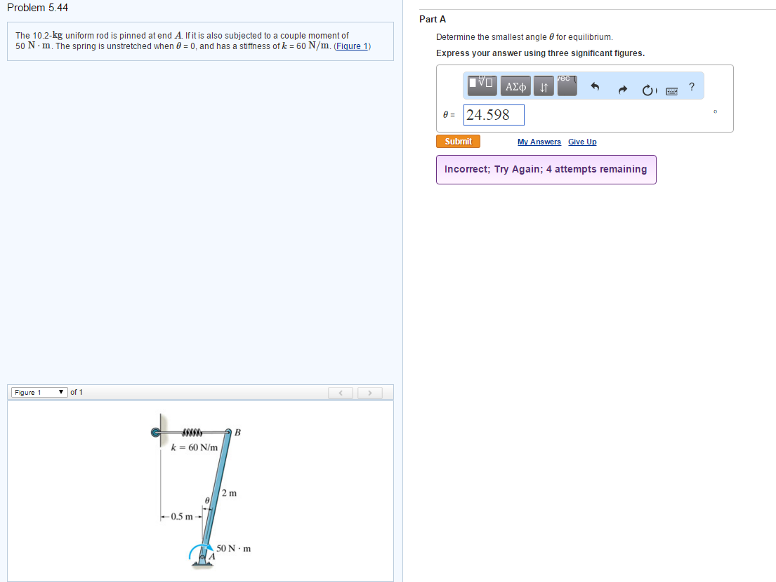 Solved The 10.2-kg uniform rod is pinned at end A. If it is | Chegg.com
