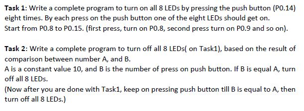 Solved Task 1: Write a complete program to turn on all 8 | Chegg.com