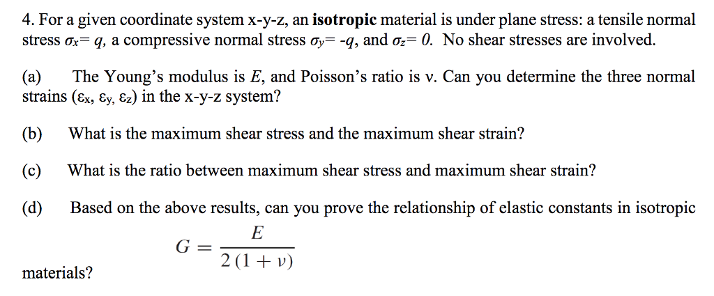 Solved 4.For a given coordinate system x-y-z, an isotropic | Chegg.com