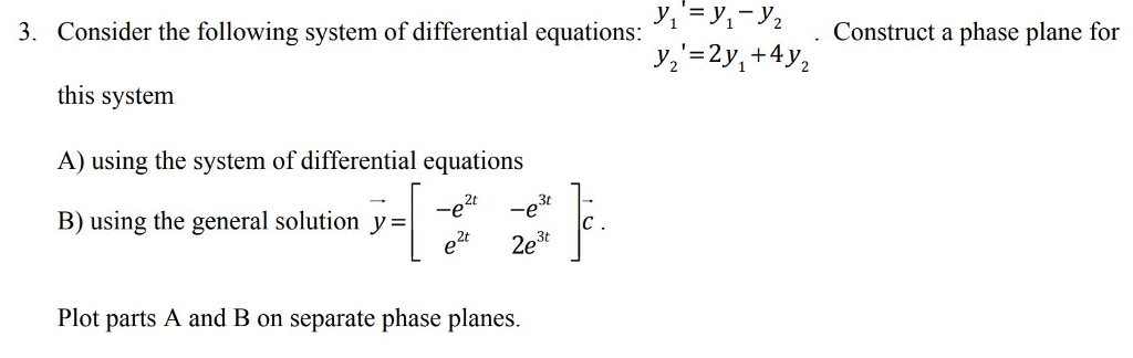 Solved yl ' = y1-y2 3. Consider the following system of | Chegg.com
