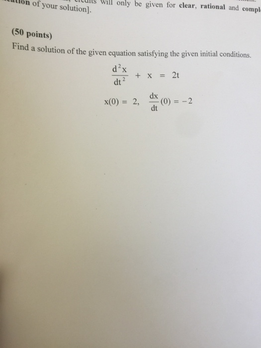 Solved Find a solution of the given equation satisfying | Chegg.com