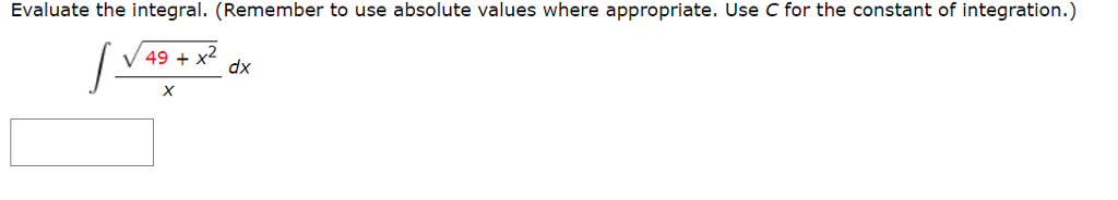 Solved Evaluate the integral. (Remember to use absolute | Chegg.com