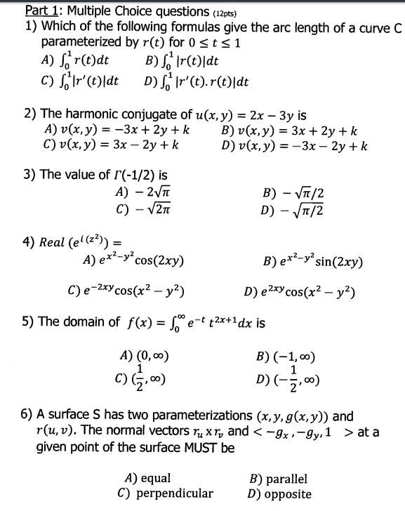 Solved Which of the following formulas give the arc length | Chegg.com