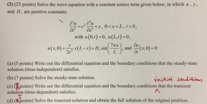 Solved Solve the wave equation with a constant source term | Chegg.com