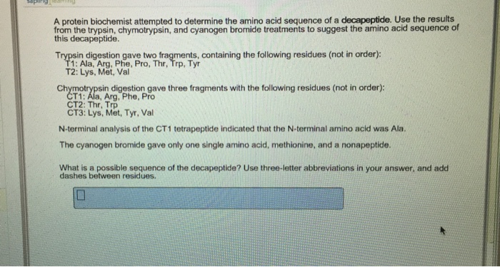 Solved What is the sequence of the decapeptide? | Chegg.com