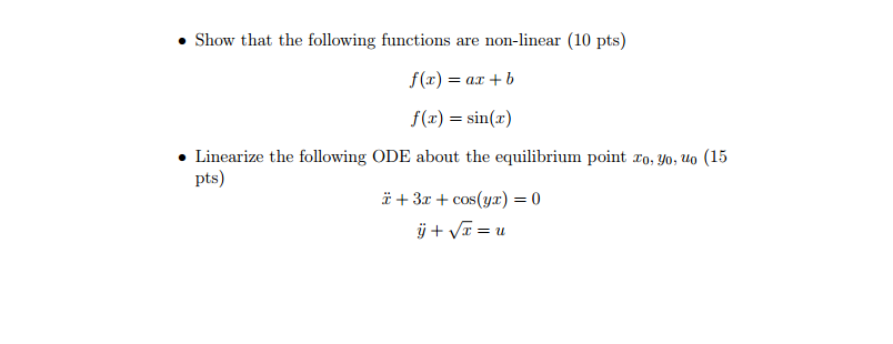 Solved Show that the following functions are non-linear | Chegg.com