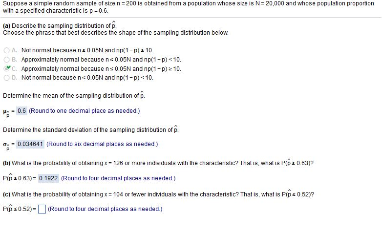 Solved Suppose a simple random sample of size n = 200 is | Chegg.com