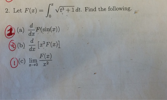 Solved 2. Let F(x) = Integral t^3 +1 dt between the limits | Chegg.com