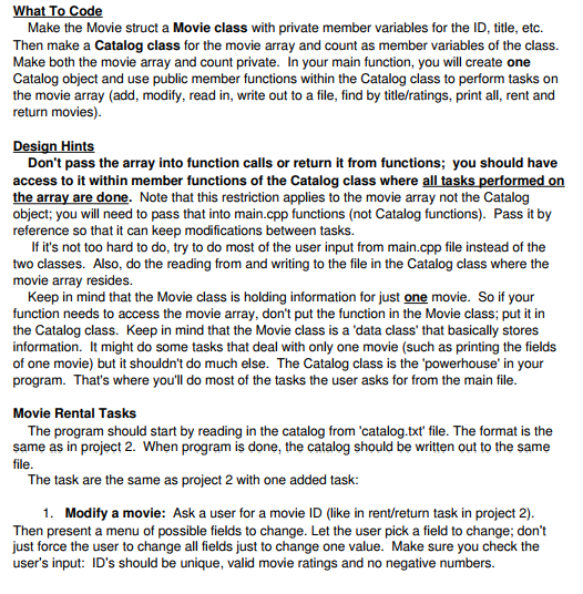 Solved Make the Movie struct a Movie class with private | Chegg.com