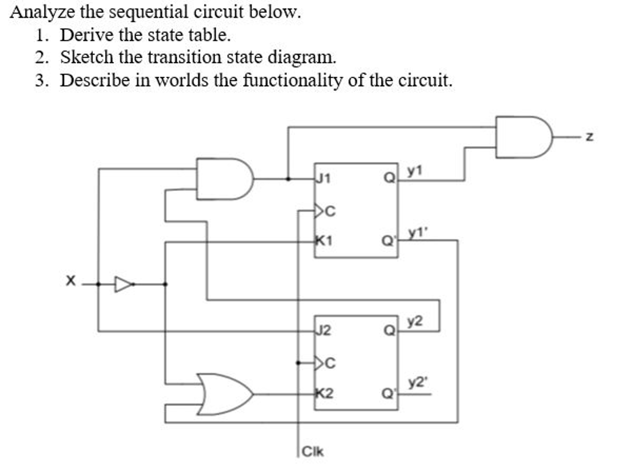 Solved Analyze the sequential circuit below. Derive the | Chegg.com