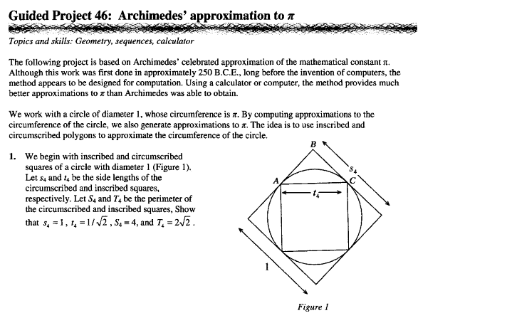 Solved Guided Project 46: Archimedes' approximation to T | Chegg.com