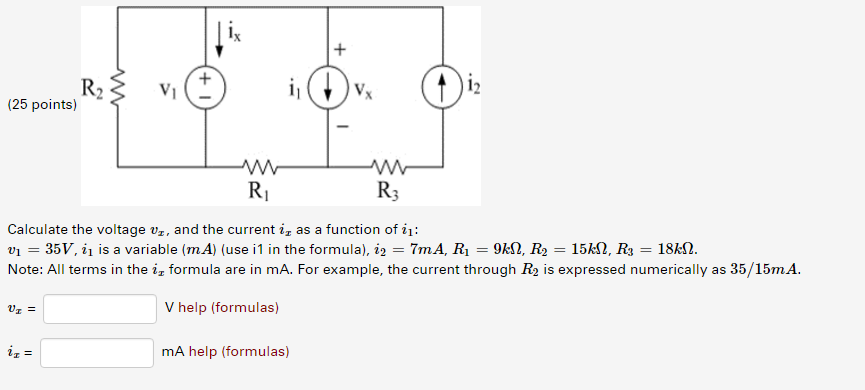 Solved Calculate the voltage upsilon_x, and the current | Chegg.com