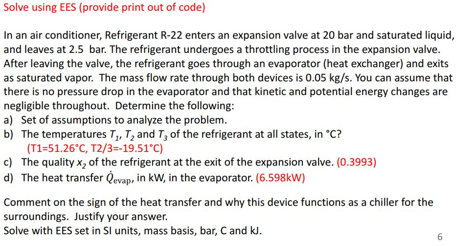 Solved Solve using EES (provide print out of code) In an air | Chegg.com