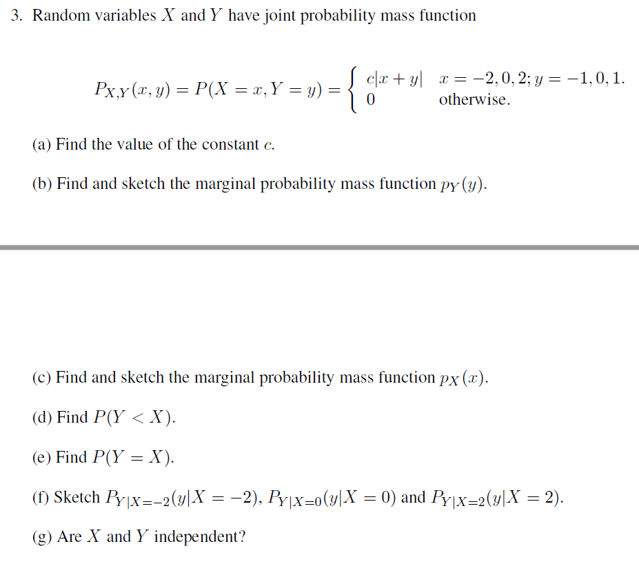 Solved Random variables X and Y have joint probability mass | Chegg.com