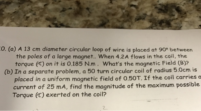 Solved A 13 cm diameter circular loop of wire is placed at | Chegg.com
