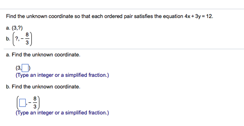 Solved Find the unknown coordinate so that each ordered pair | Chegg.com