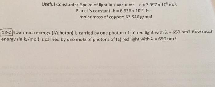 Solved Useful Constants: Speed of light in a vacuum c 2.997 | Chegg.com