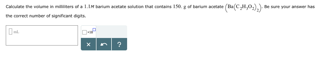 Solved Calculate the volume in milliliters of a 1. 1 M | Chegg.com
