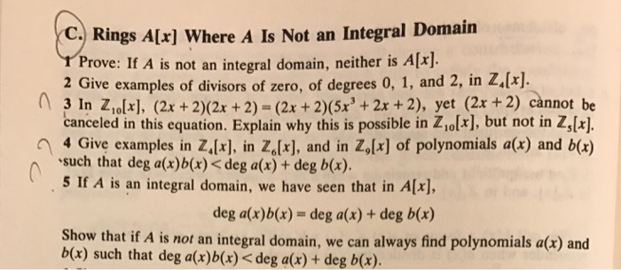 Solved Prove: If A is not an integral domain, neither is | Chegg.com