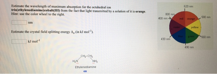 Solved Estimate the wavelength of maximum absorption for the | Chegg.com Solved Estimate the wavelength of maximum absorption for the | Chegg.com