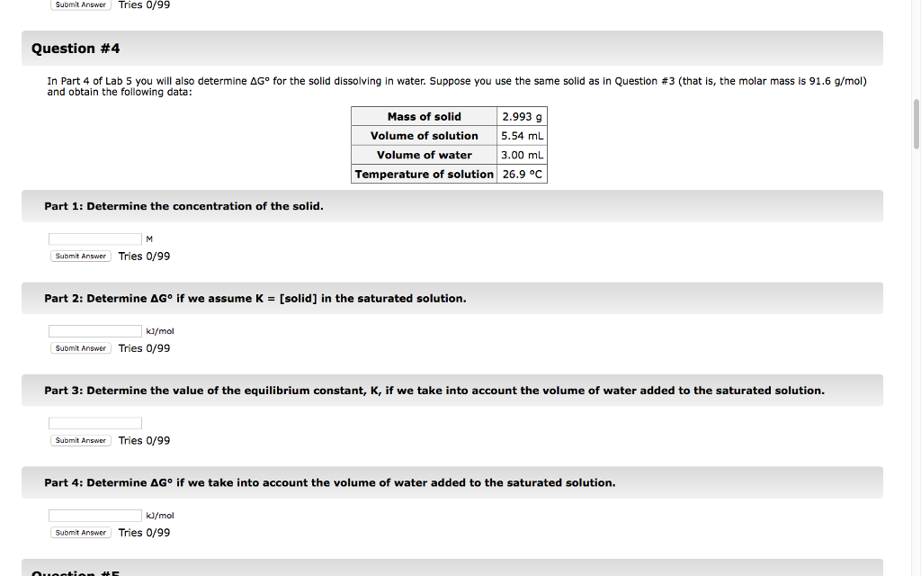 Question #3 In Part 4 of Lab 5 you will dissolve | Chegg.com