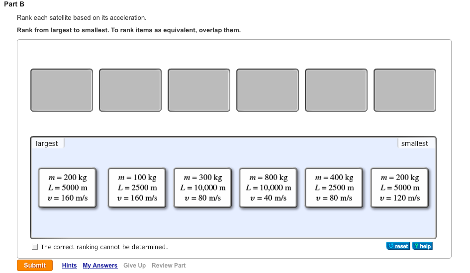Solved Circular Motion Ranking Task Six artificial | Chegg.com
