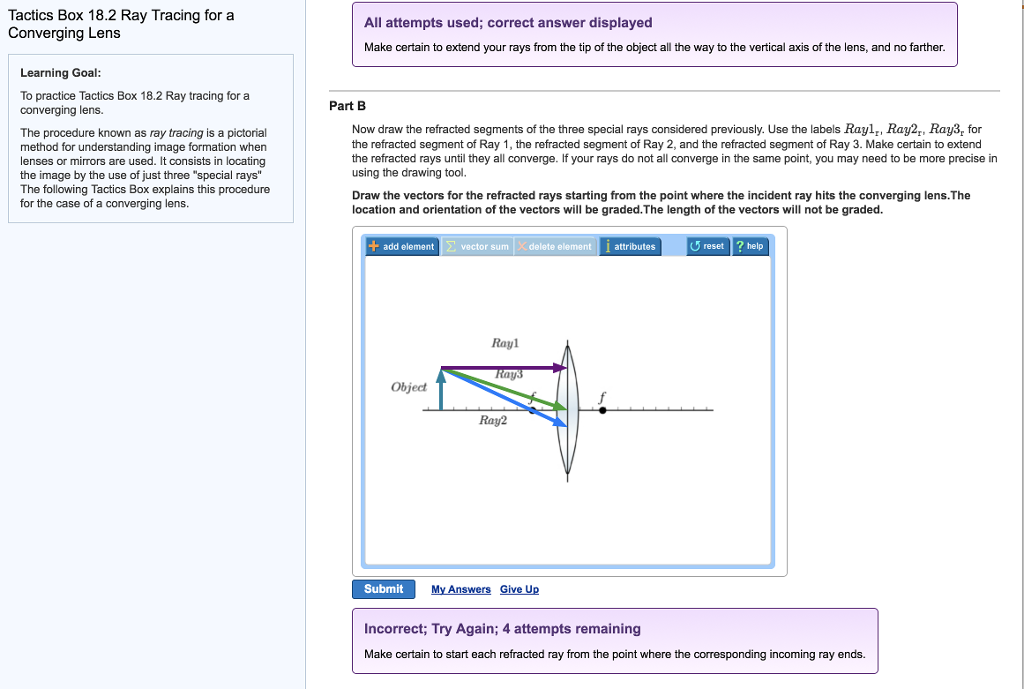 Solved Tactics Box 18.2 Ray Tracing for a Converging Lens | Chegg.com