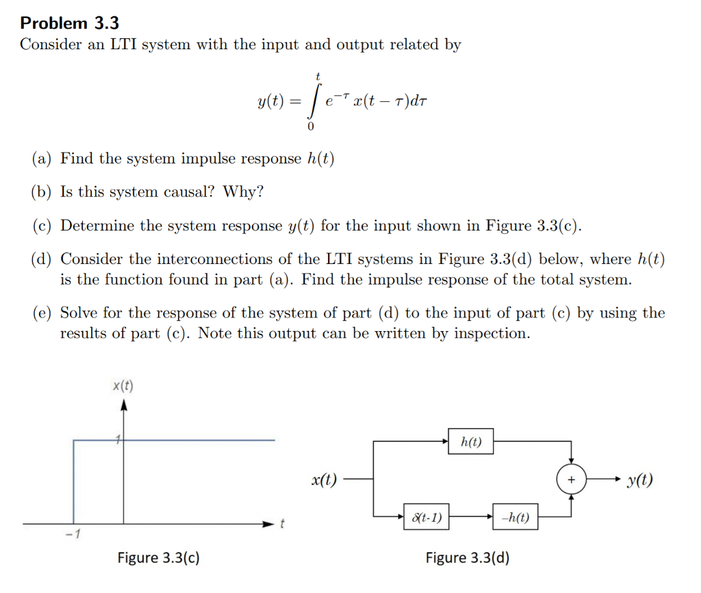 Solved Problem 3.3 Consider an LTI system with the input and | Chegg.com