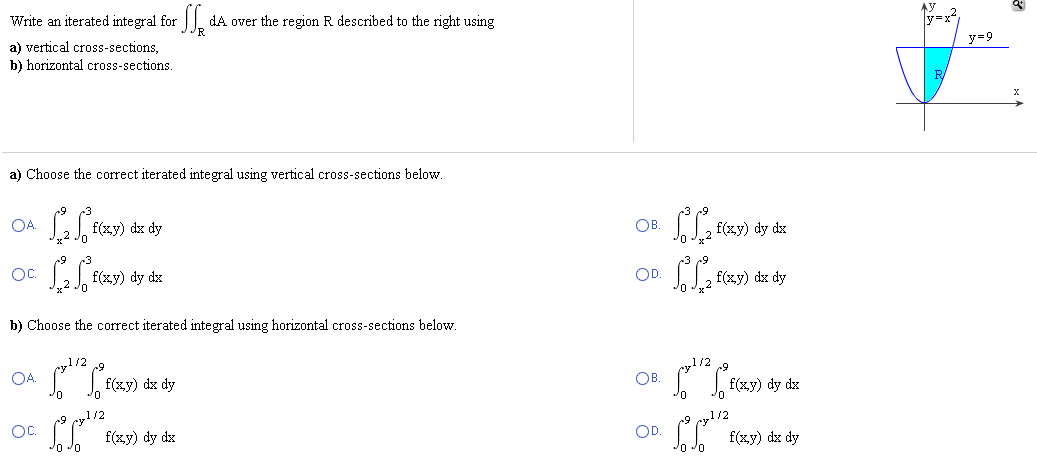 Solved Write an iterated integral for dA over the region R | Chegg.com