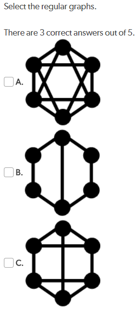 Solved Select the regular graphs. There are 3 correct | Chegg.com
