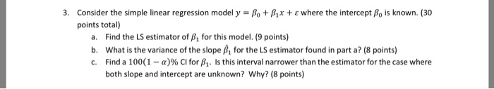Solved 3. Consider the simple linear regression model y Bo | Chegg.com