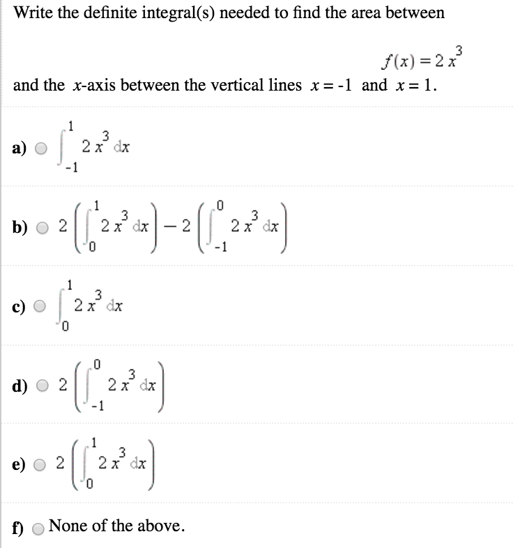 Solved Write the definite integral(s) needed to find the | Chegg.com