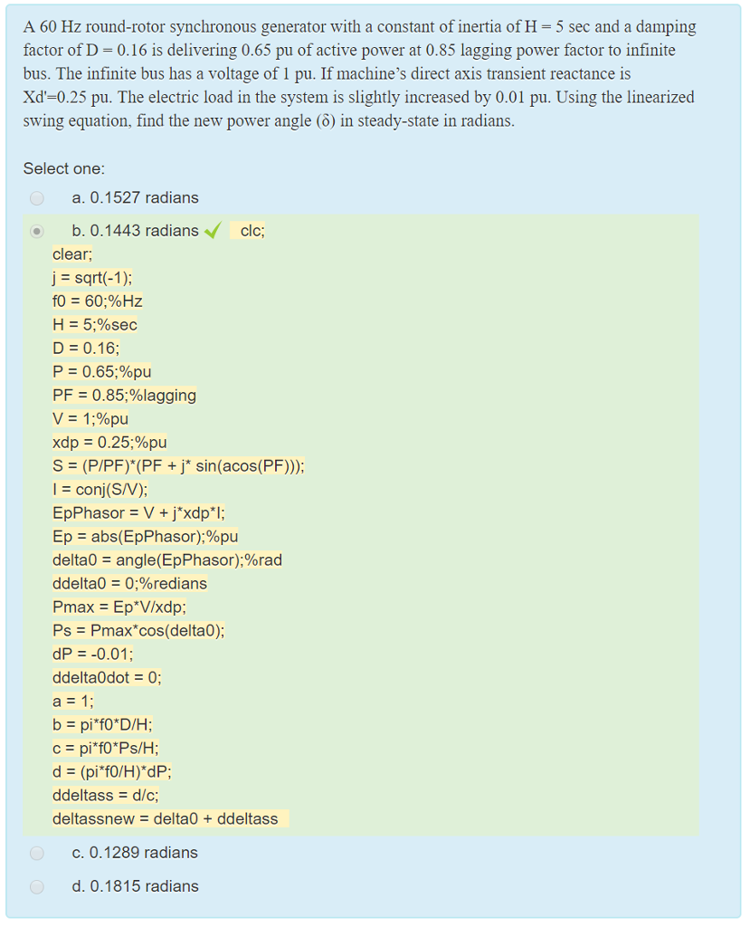 Solved A 60 Hz round-rotor synchronous generator with a | Chegg.com