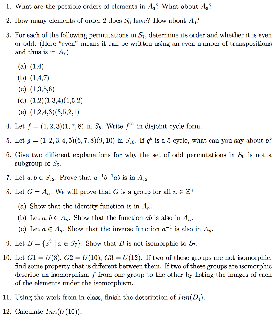 Solved 1. What are the possible orders of elements in Ag? | Chegg.com