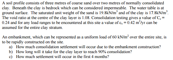 Solved A soil profile consists of three metres of coarse | Chegg.com