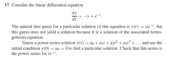 Solved Consider the linear differential equation dy/dt = -y | Chegg.com
