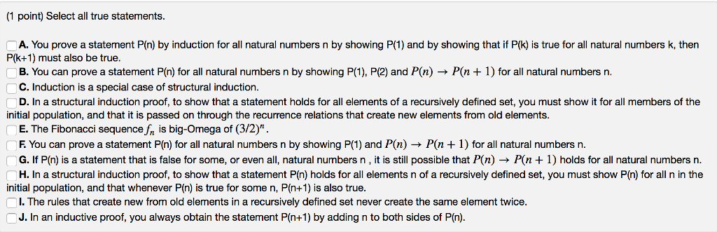 Solved Select all true statements. you prove a statement | Chegg.com